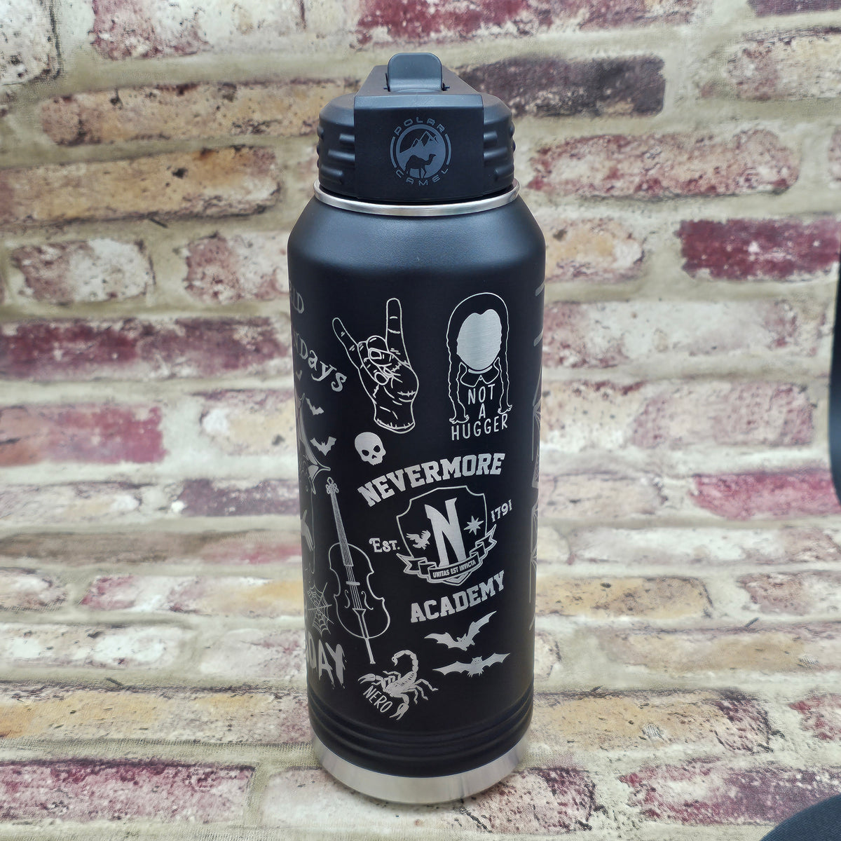 WEDNESDAY ADDAMS Water Bottle 32OZ Custom Engraving – SW Design Concepts